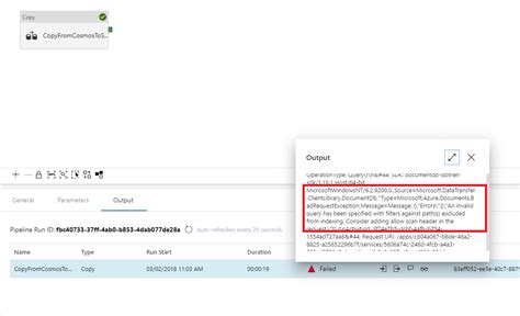 Azure Data Factory Copying Data From Cosmosdb To Sql Database Fails With Range Indexed Error