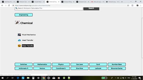 The Calculator Encyclopedia Calculates The Overall Mass Transfer Co