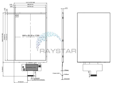 8 Inch Mipi Display800x1280 Ipshigh Brightness Raystar