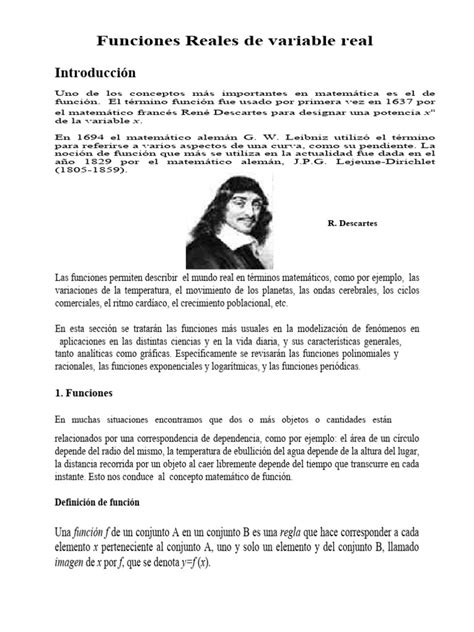 Funciones Reales De Variable Real Pdf Función Matemáticas