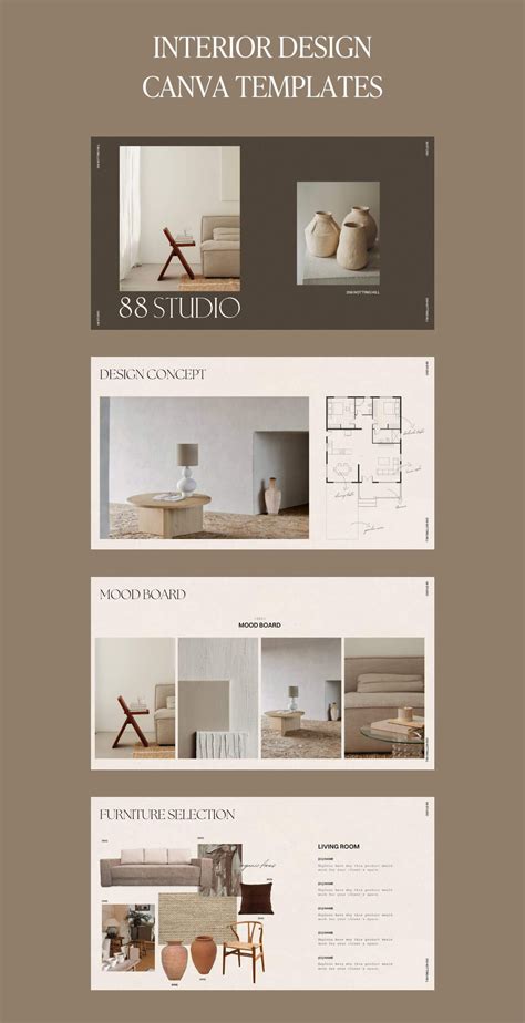 Interior Design Canva Client Presentation Mood Board Template Interior Design Portfolio Layout