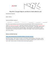 Lab 6 Worksheet Docx Phys1011 Charged Objects And Electric Fields Week 6 Lab Name Kasey