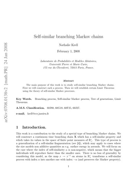 Pdf Self Similar Branching Markov Chains