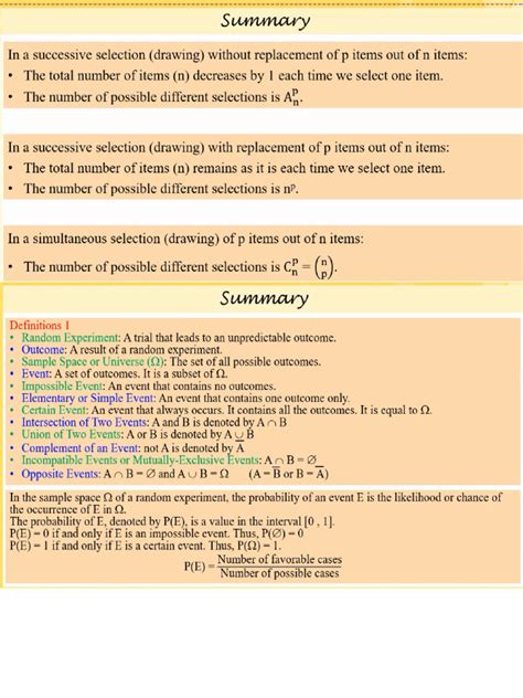 Probability Summary Pdf