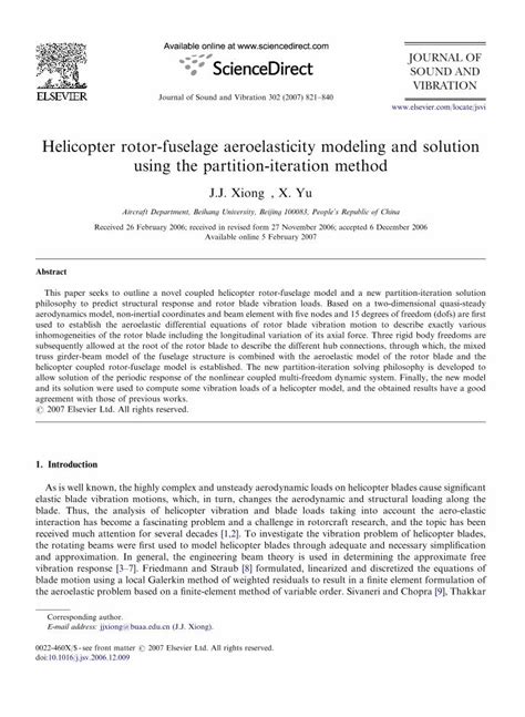 Pdf Helicopter Rotor Fuselage Aeroelasticity Modeling And Solution