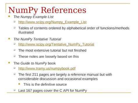 Ppt Numpy References The Numpy Example List Tables Of Contents Ordered Dokumen Tips