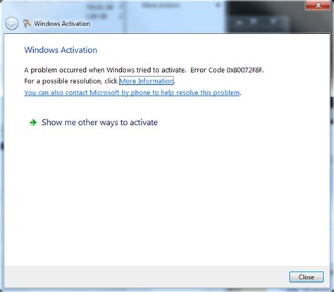 Windows 7 A Problem Occured When Windows Tried To Active Error Code