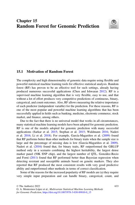 Pdf Random Forest For Genomic Prediction