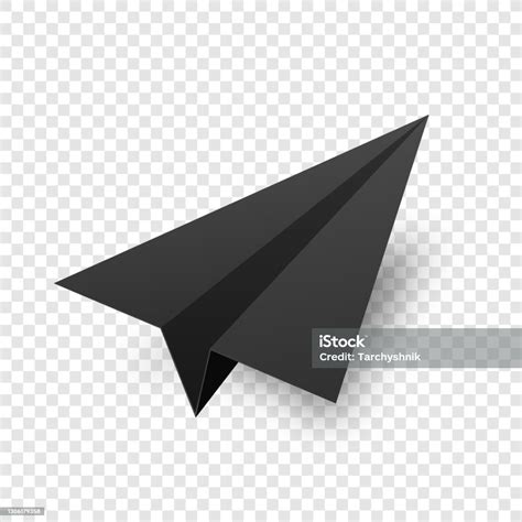 투명 한 배경에 격리 된 현실적인 검은 색 수제 종이 비행기 평면 스타일의 종이 접기 항공기 벡터 일러스트레이션 3차원 형태에 대한 스톡 벡터 아트 및 기타 이미지 Istock