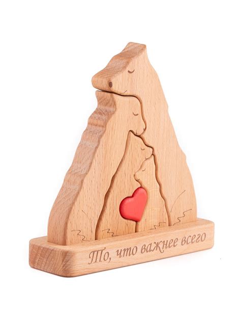 Фигурка декоративная Leopilit Деревянная фигурка семья волков с двумя детьми атр {} купить по