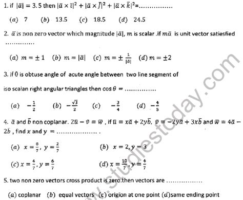 Jee Mathematics Vectors Mcqs Set A With Answers