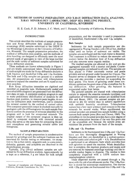 Pdf Methods Of Sample Preparation And X Ray Diffraction Data Analysis X Ray Mineralogy