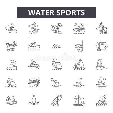 Water Sports Line Icons For Web And Mobile Design Editable Stroke Signs Water Sports Outline