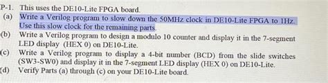 Solved P This Uses The DE Lite FPGA Board A Write A Chegg Com