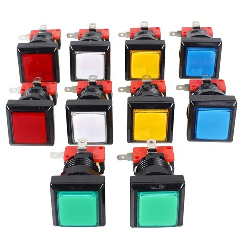 Arcade Square Shape Led Illuminated Push Button With Micro Switch For