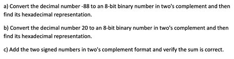 Solved A Convert The Decimal Number 88 To An 8 Bit Binary