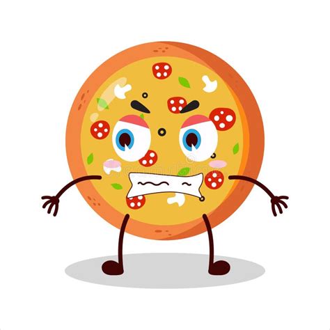 Cute Angry Expression Of Pizza Character Stock Vector Illustration Of Fast Emotional 343049522