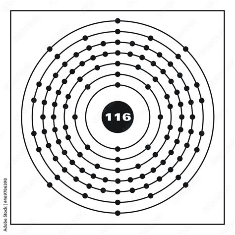 Bohr Model Representation Of The Livermorium Atom Number 116 And Symbol Lv Conceptual Vector