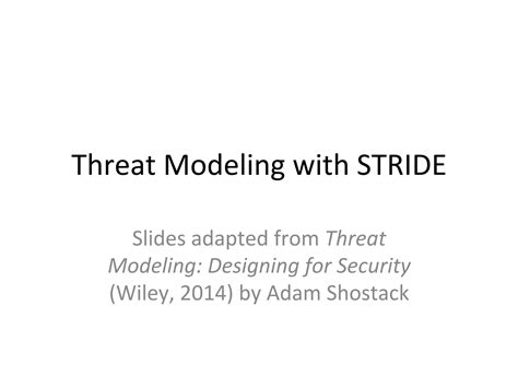 Threat Modeling With Stride Pdf