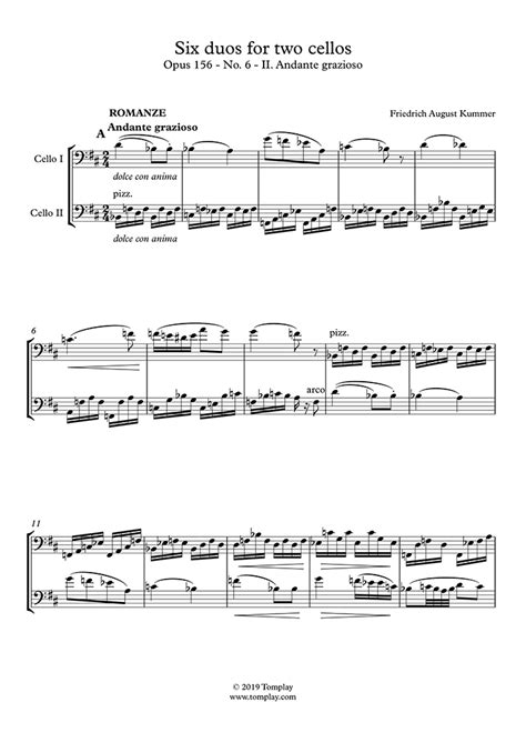 Six Duos For Two Cellos Opus 156 No 6 Ii Andante Grazioso
