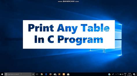 💥 Easy Way 💥 To Print Any Table In C Program Youtube