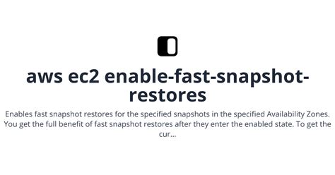 Aws Ec2 Enable Fast Snapshot Restores Fig