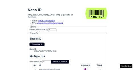 Nanoid Codesandbox