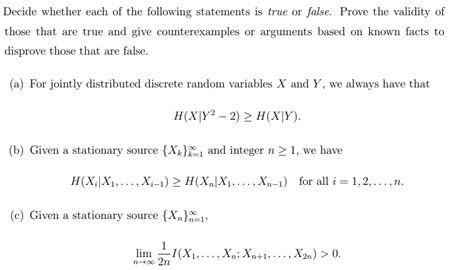 solved decide whether each of the following statements is