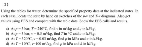 Solved Using The Tables For Water Determine The Specified