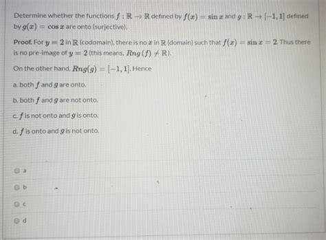 solved 1 1] defined determine whether the functions f r