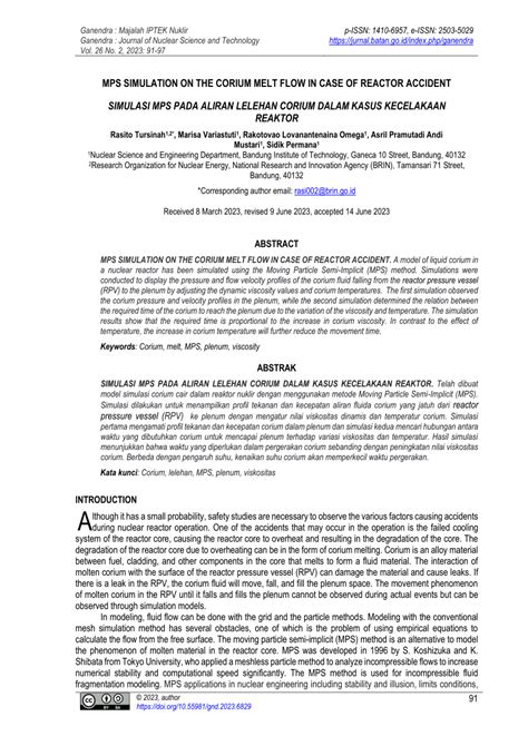 Pdf Mps Simulation On The Corium Melt Flow In Case Of Reactor Accident