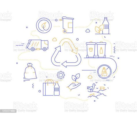 재활용 및 제로 폐기물 벡터 배너 디자인 개념 웹 사이트 프리젠 테이션 등에 대한 개요 선 아이콘 벡터 일러스트 템플릿 0명에 대한 스톡 벡터 아트 및 기타 이미지 Istock