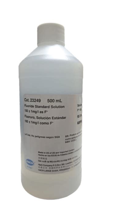 Fluoride Standard Solution 500ml Hach 23249 Inc Igv Envirotechlab