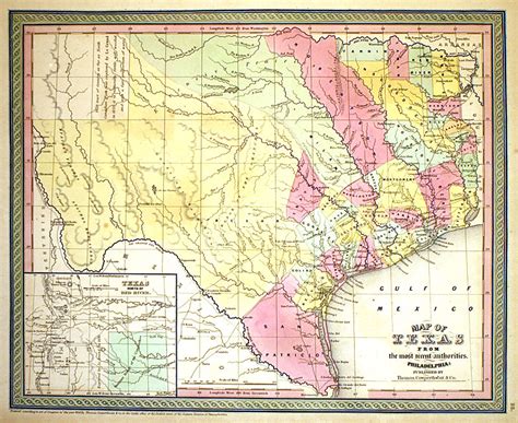 Map Of Texas C 1850 Cowperthwait M 8002 000 Antique