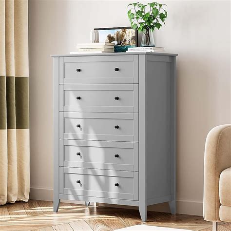 Garvee 5 Drawer Dresser For Bedroom Tall Dresser With Deep Drawers And