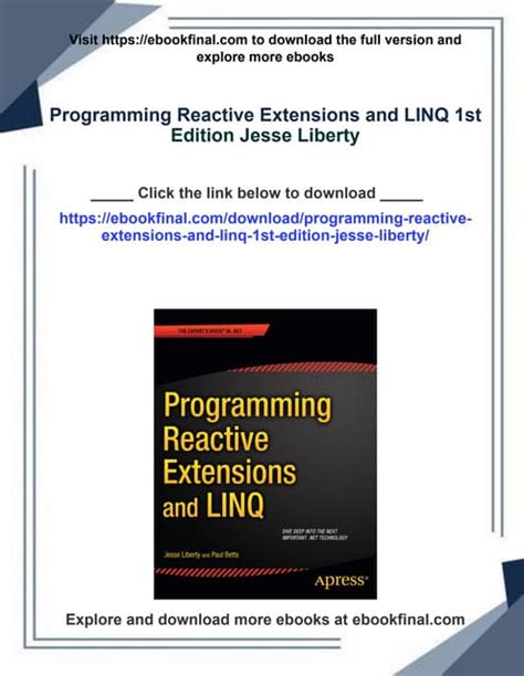 Programming Reactive Extensions And Linq 1st Edition Jesse Liberty Pdf