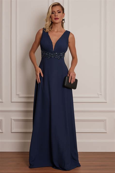 Vestido De Festa Vestido De Festa Azul Marinho Longo Dalila Ladydress