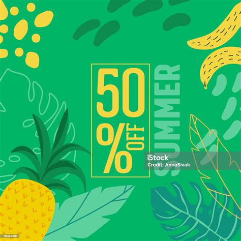 열 대 잎과 꽃 현대 평면 스타일 플래시 봄 특별 제공 포스터 휴가 광고 전단지에 열 대 배경 광고 배너와 여름 판매 포스터 벡터 일러스트 광고에 대한 스톡 벡터 아트 및