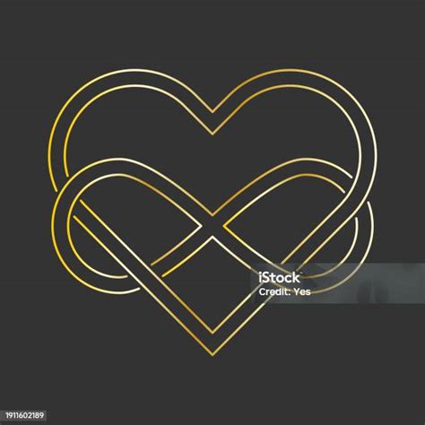 황금 기호 사랑 영원히 가는 선 무한의 기호와 얽힌 심장 검은 배경에 벡터 일러스트 레이 션 0명에 대한 스톡 벡터 아트 및 기타 이미지 Istock