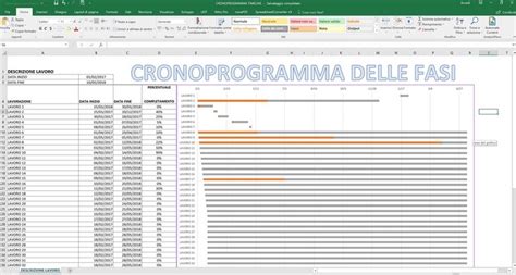 Foglio Excel Gantt Cronoprogramma Lavori