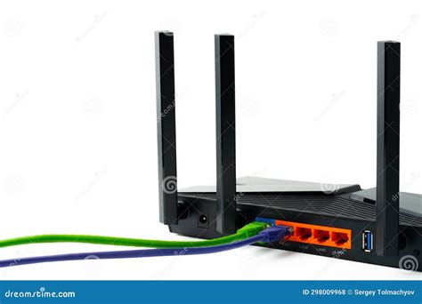 Modern Router With Cables Plugged In Close Up Photo Stock Photo Image Of Home Wireless 298009968