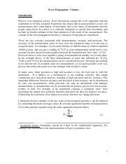 Exercise Error Propagation Pdf Error Propagation Volumes Introduction Physics Is An
