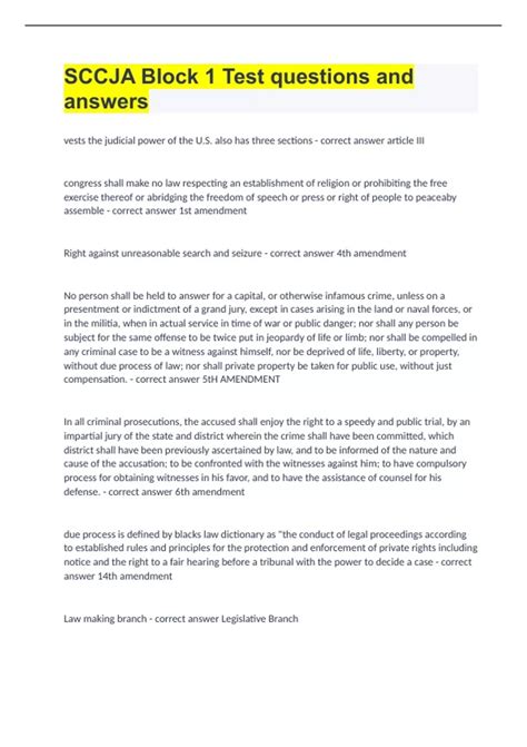 Sccja Block 1 Test Questions And Answers Sccja Stuvia Us