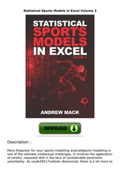 Download Pdf⚡ Statistical Sports Models In Excel Volume 2
