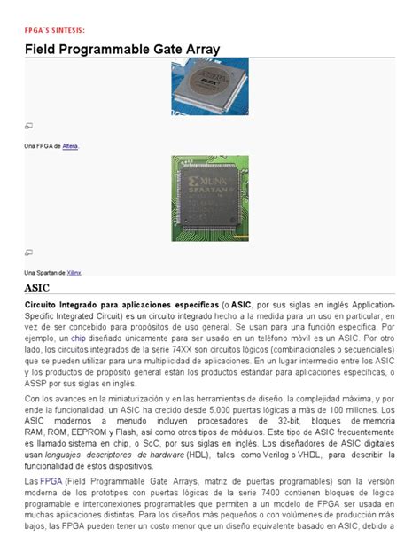 1 Fpga Pdf Arreglos De Compuertas Lógicas Programables En Sitio Unidad Central De