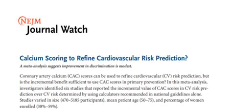 Cvcalcium Scoring To Refine Cv Risk Prediction