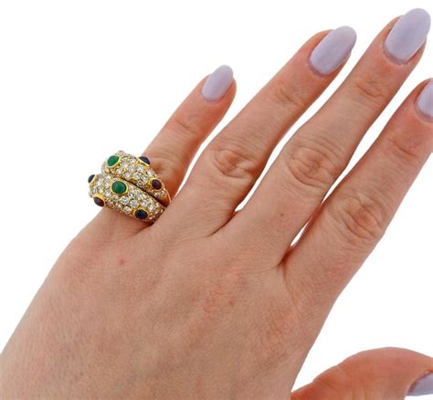 Fred Paris Sapphire Emerald Ruby Diamond Gold Ring At 1stdibs