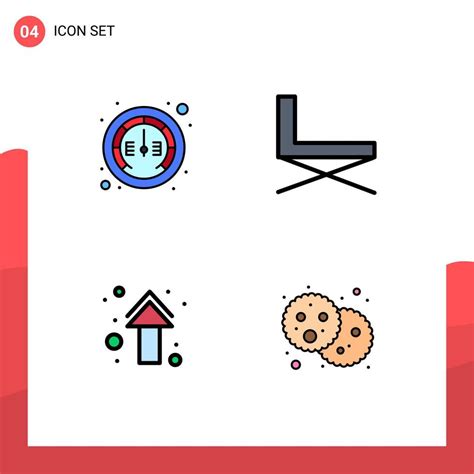 4 Universal Filledline Flat Color Signs Symbols Of Gauge Arrow Speed Interior Up Editable Vector