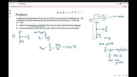 Static Friction Example 1 Youtube