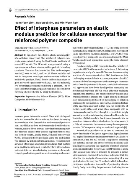 Pdf Effect Of Interphase Parameters On Elastic Modulus Prediction For